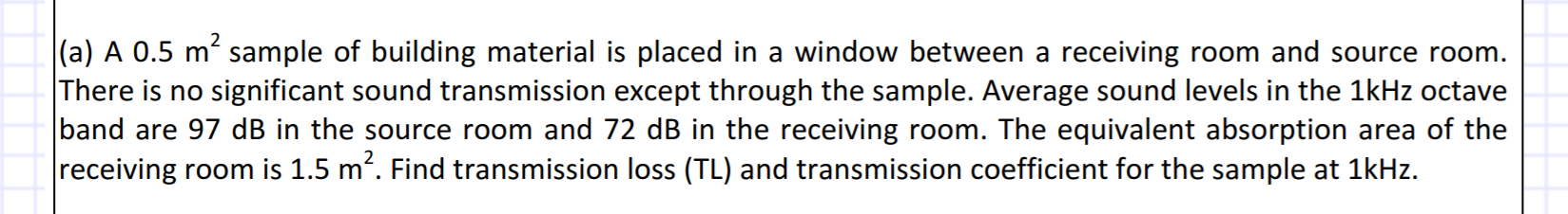 Solved (a) A 0.5 m² sample of building material is placed in | Chegg.com