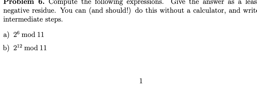 Solved Problem 6. Compute the following expressions. Give | Chegg.com