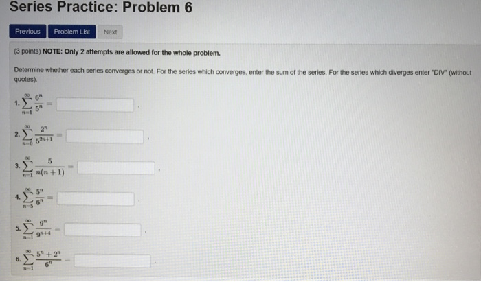 Solved Series Practice: Problem 6 Previous Problem List (3 | Chegg.com