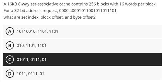 Solved A 16KB8-way set-associative cache contains 256 | Chegg.com