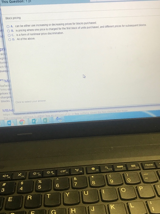 Solved This Question: 1 pt Block pricing O A. can be either | Chegg.com