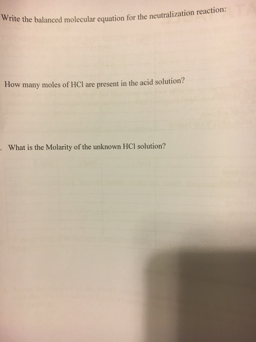 Solved A titration of 25.00 mL of an unknown HCl solution | Chegg.com