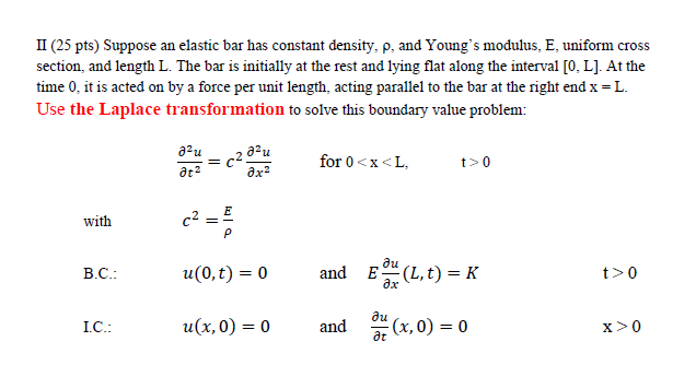 Solved II (25 ﻿pts) ﻿Suppose an elastic bar has constant | Chegg.com