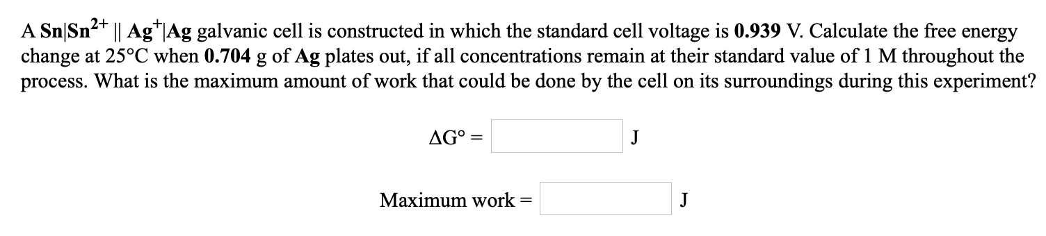Solved A Sn Sn2+ || Ag+|Ag galvanic cell is constructed in | Chegg.com