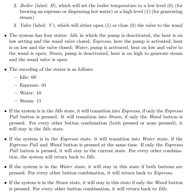 System Description & State Diagram First task: | Chegg.com