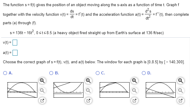 Solved The Function S F T Gives The Position Of An Object