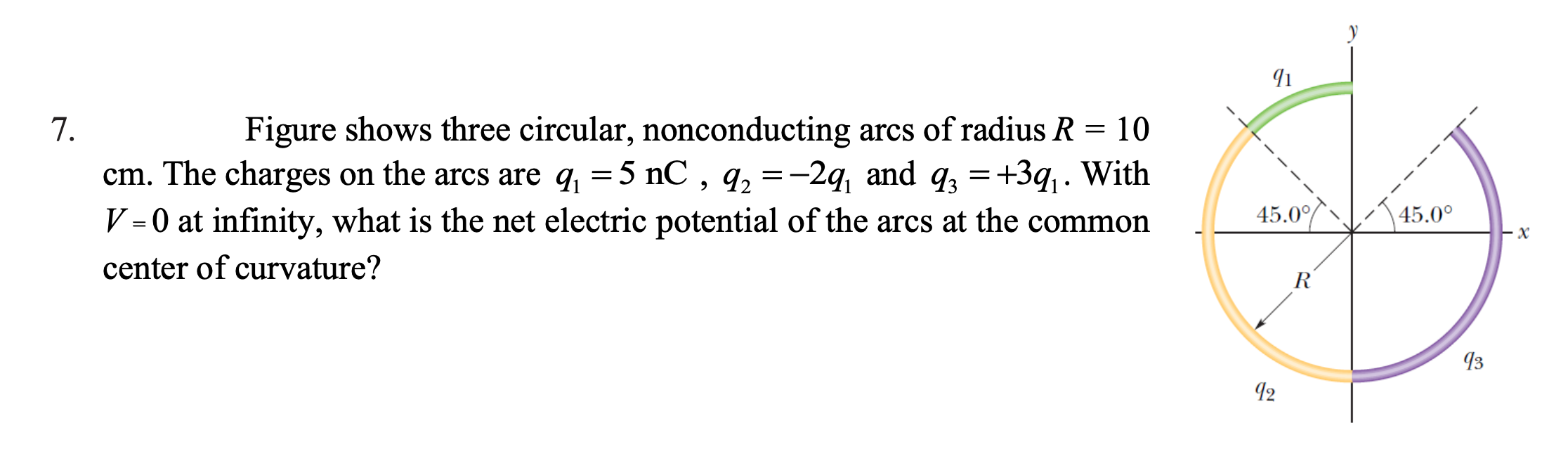 Solved 7. Figure shows three circular, nonconducting arcs | Chegg.com