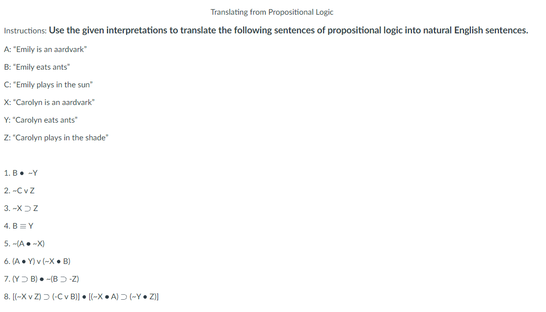 Solved Iranslating from Propositional Logic Instructions: | Chegg.com