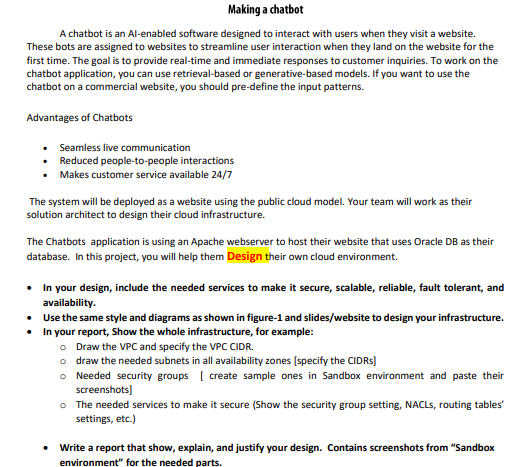 Solved Making a chatbot A chatbot is an Al-enabled software | Chegg.com