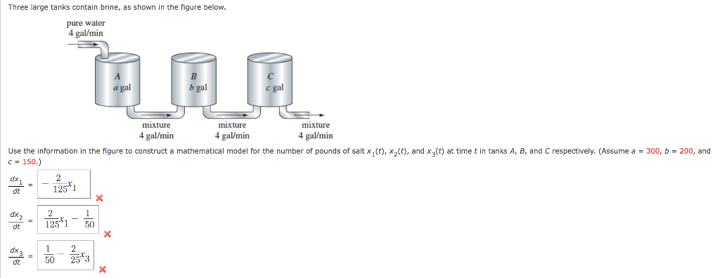 Solved Three large tanks contain brine, as shown in the | Chegg.com