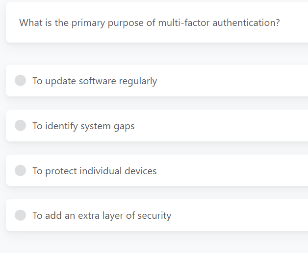 Solved What is the primary purpose of multi-factor | Chegg.com