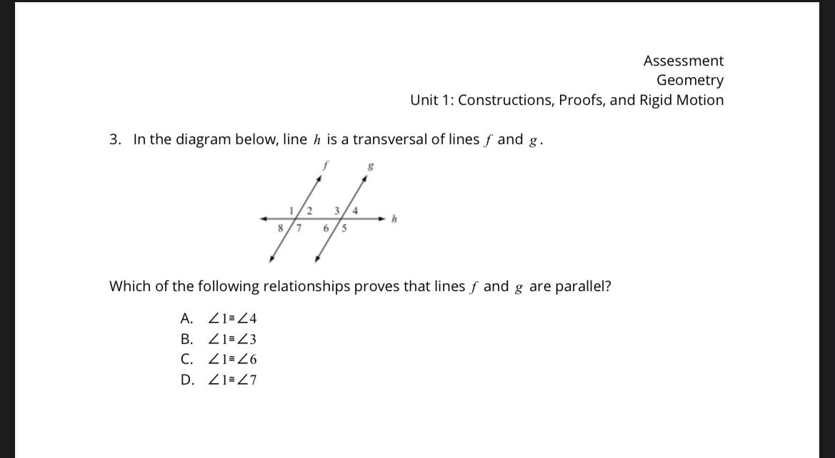 Solved 3. In the diagram below, line h is a transversal of | Chegg.com