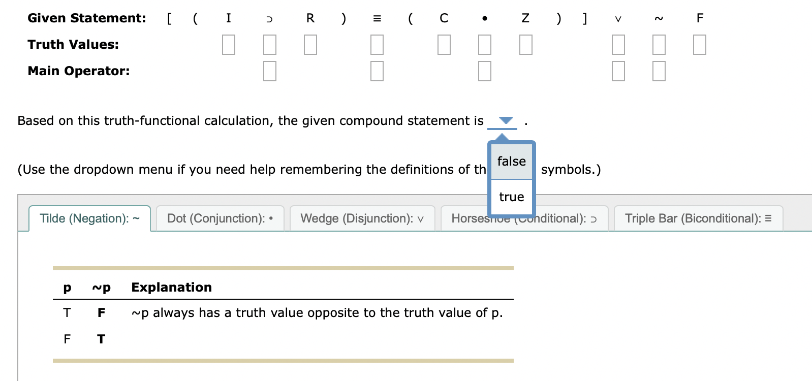 Solved You can calculate the truth value of a compound | Chegg.com