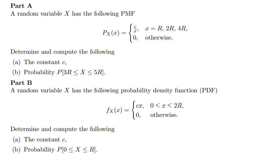 Solved Part A A random variable X has the following PMF | Chegg.com