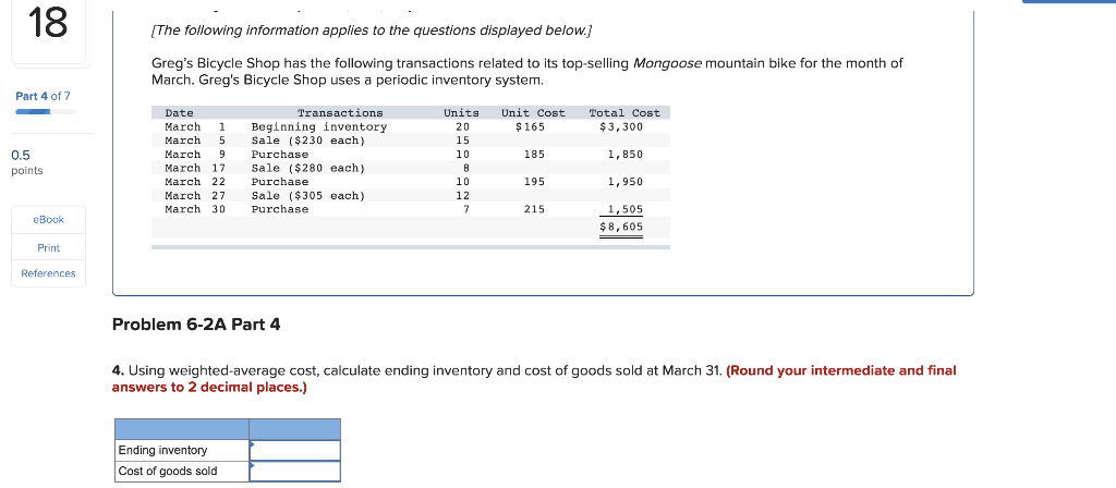 Solved Problem 6-2A Calculate ending inventory, cost of | Chegg.com