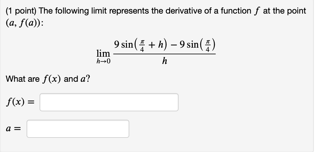 Solved The following limit represents the derivative of | Chegg.com