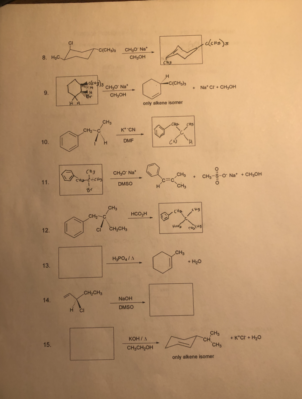Solved CI .((CH3)3 C(CH3)3 CH3O- Na 8. H3C CH3OH CHE H 33 | Chegg.com
