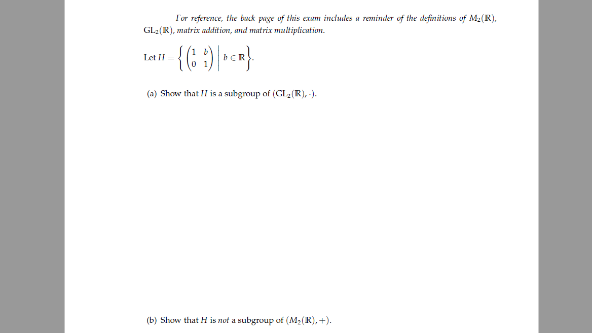 Solved For reference, the back page of this exam includes a | Chegg.com