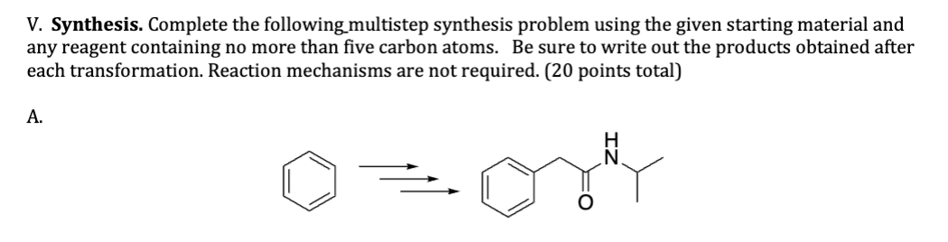 V. ﻿Synthesis. Complete the following_multistep | Chegg.com