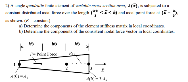 2) A single quadratic finite element of variable | Chegg.com
