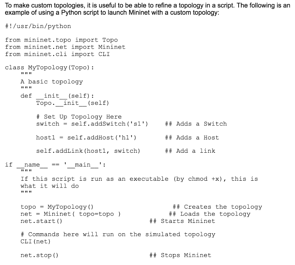 The Lab [100 pts]: 1. In Mininet change the default | Chegg.com