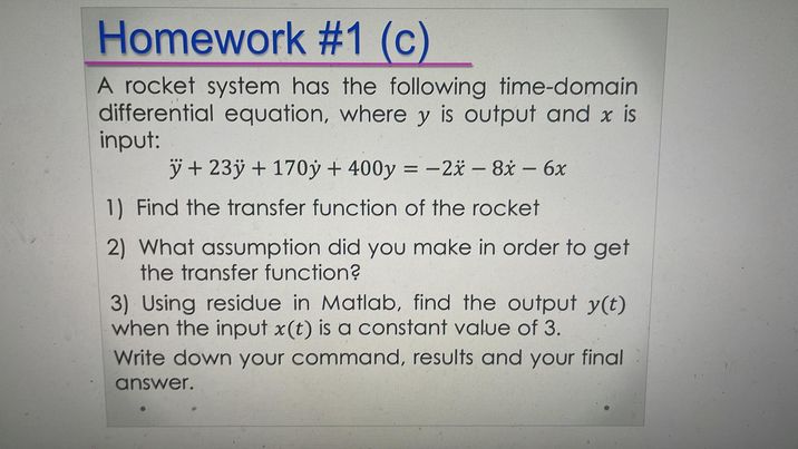 A rocket system has the following time-domain | Chegg.com