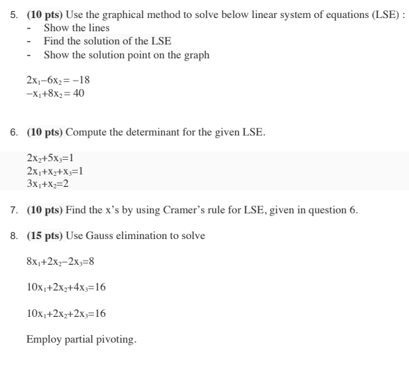 Solved 5. (10 pts) Use the graphical method to solve below | Chegg.com