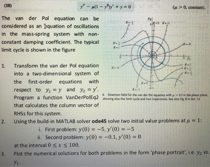 (10) (u > 0, constant). The van der Pol equation can | Chegg.com