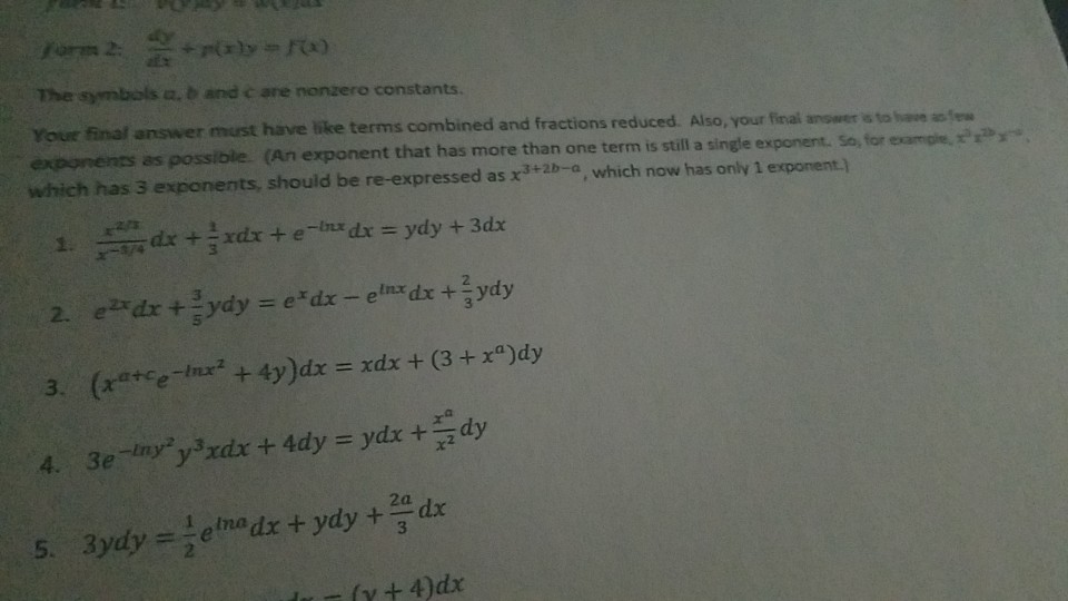Solved The symbols a. b and c are nonzero constants. Your | Chegg.com