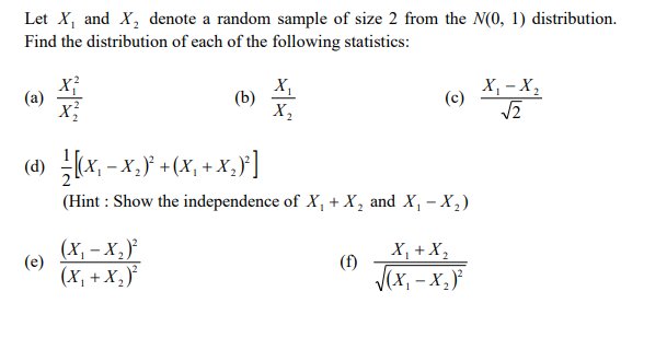 Solved Let X1 and X2 denote a random sample of size 2 from | Chegg.com