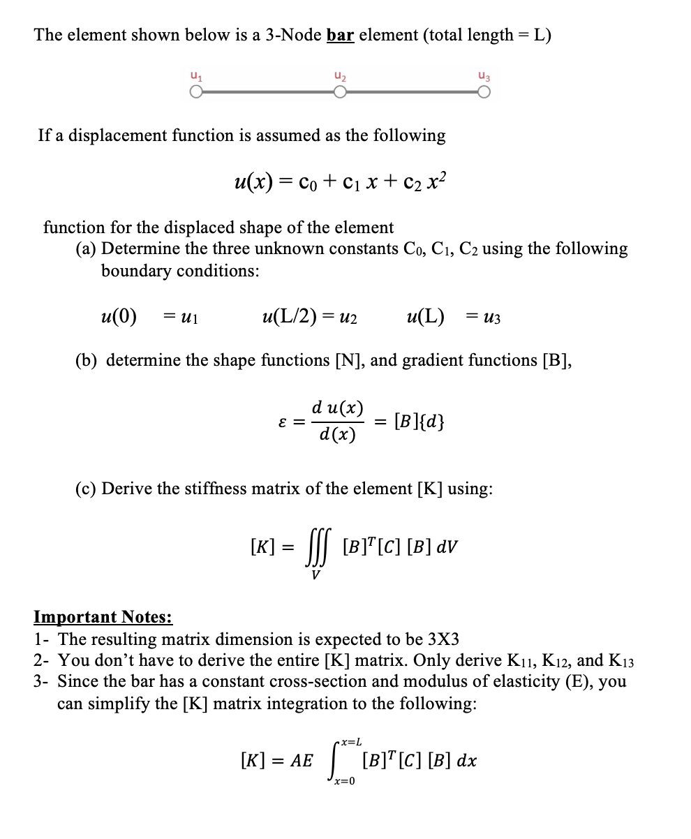 The element shown below is a 3-Node bar element | Chegg.com