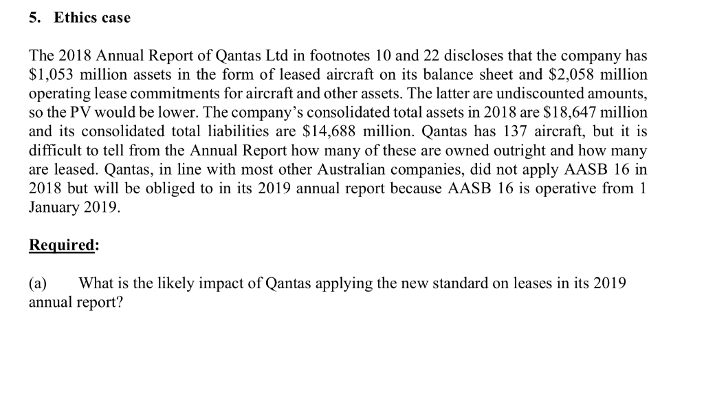 5. Ethics case The 2018 Annual Report of Qantas Ltd | Chegg.com