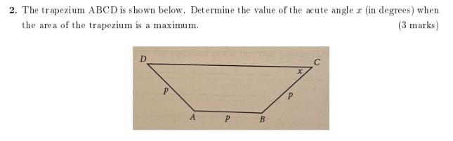 Solved 2. The trapezium ABCD is shown below. Determine the | Chegg.com