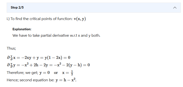 Solved i.) To find the critical points of function: v(x,y) | Chegg.com