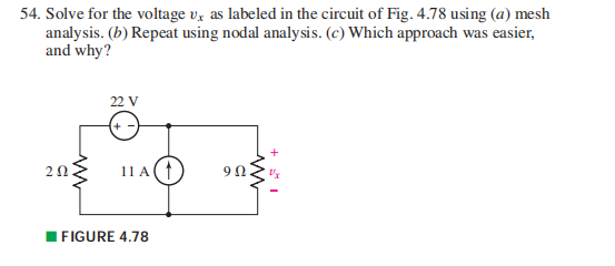 Solved 54. Solve for the voltage vx as labeled in the | Chegg.com