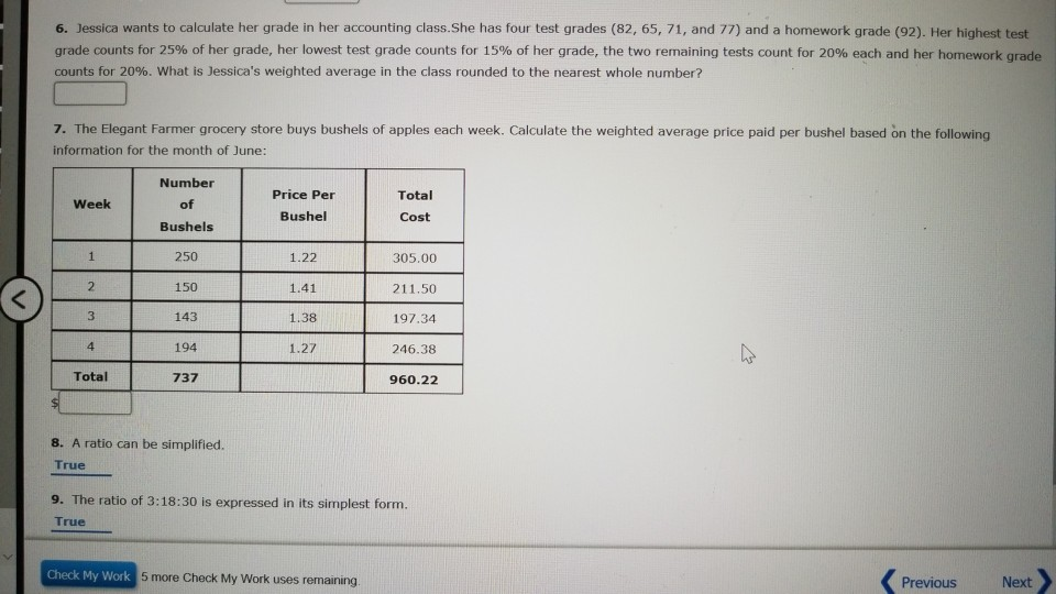 Solved Show Me w Calculator Module 7 - Ratios and Averages | Chegg.com