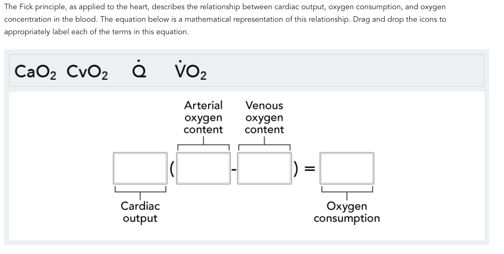 Solved The Fick principle, as applied to the heart, | Chegg.com