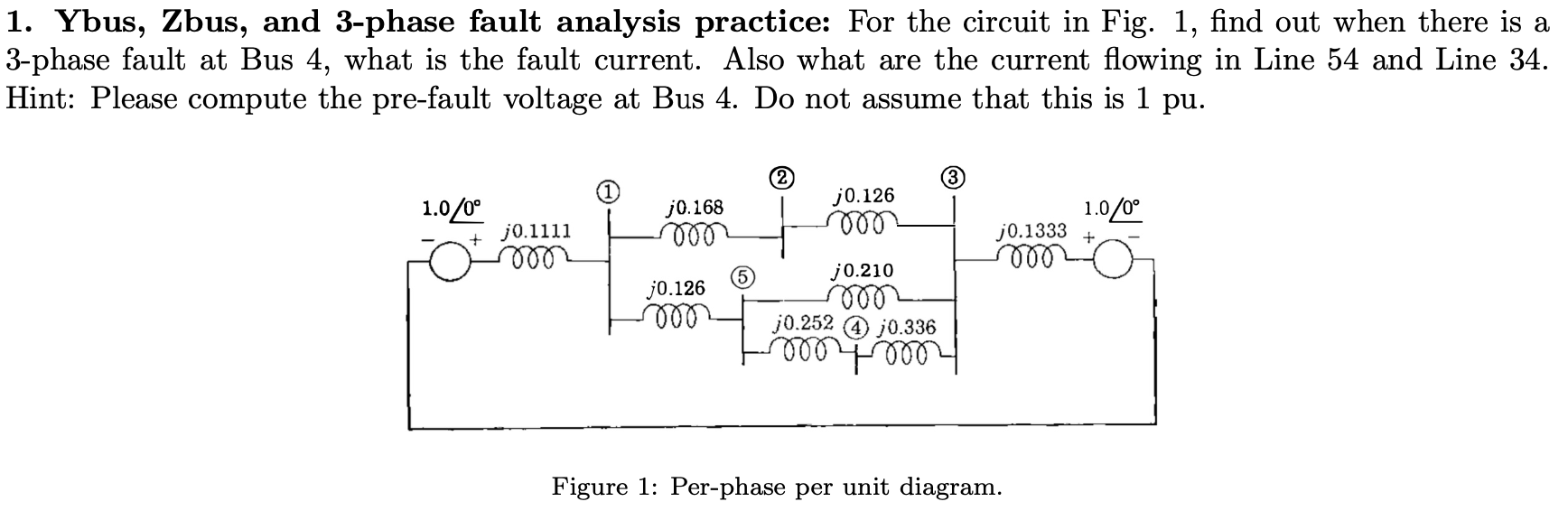 Solved 1. Ybus, Zbus, and 3-phase fault analysis practice: | Chegg.com