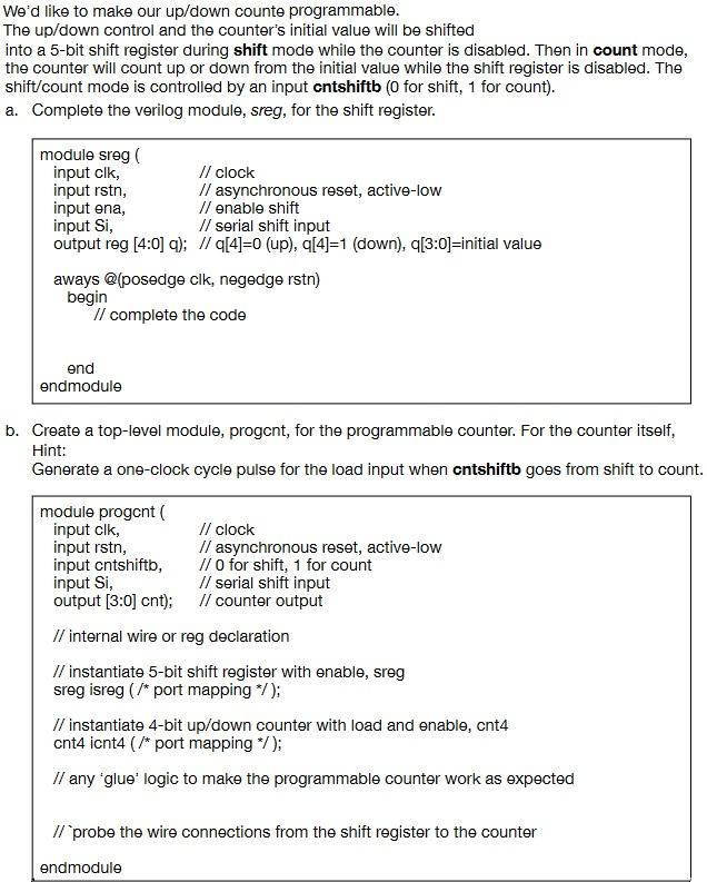 Solved We'd like to make our up/down counte programmable. | Chegg.com