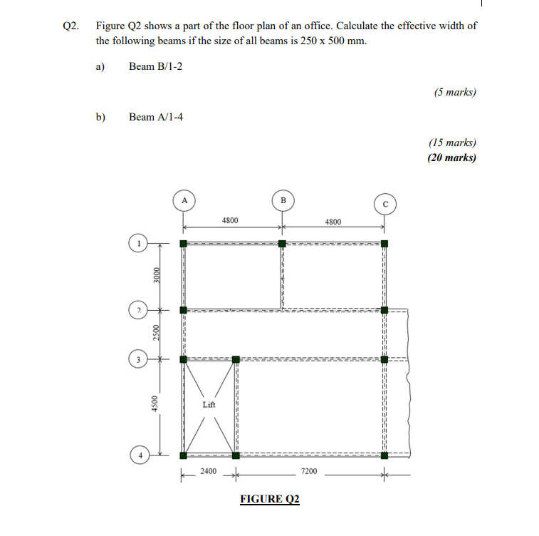 Solved 2. Figure Q2 shows a part of the floor plan of an | Chegg.com