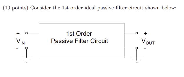 (10 points) Consider the 1st order ideal passive | Chegg.com