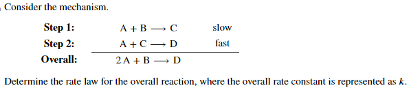 Solved Consider the mechanism.Determine the rate law for the | Chegg.com