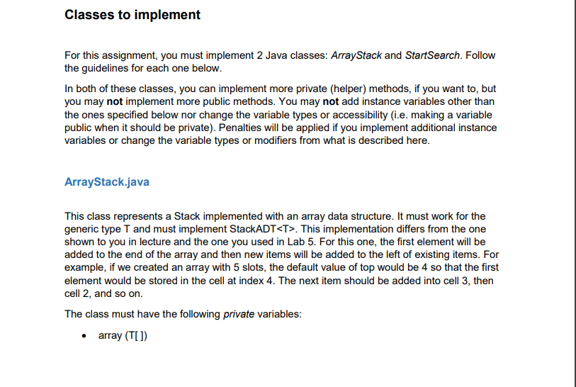 Solved Classes to implement For this assignment, you must | Chegg.com