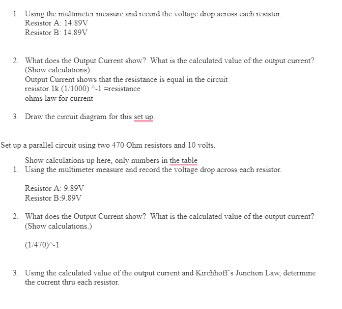 Solved 1. Using the multimeter measure and record the | Chegg.com