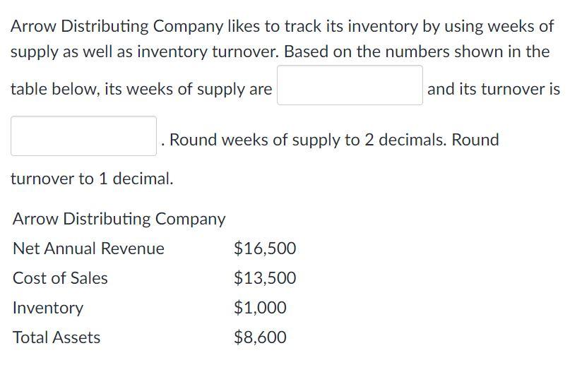 Solved Arrow Distributing Company likes to track its | Chegg.com