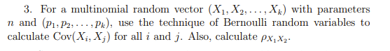 Solved 3. For a multinomial random vector (X1, X2, ..., XX) | Chegg.com