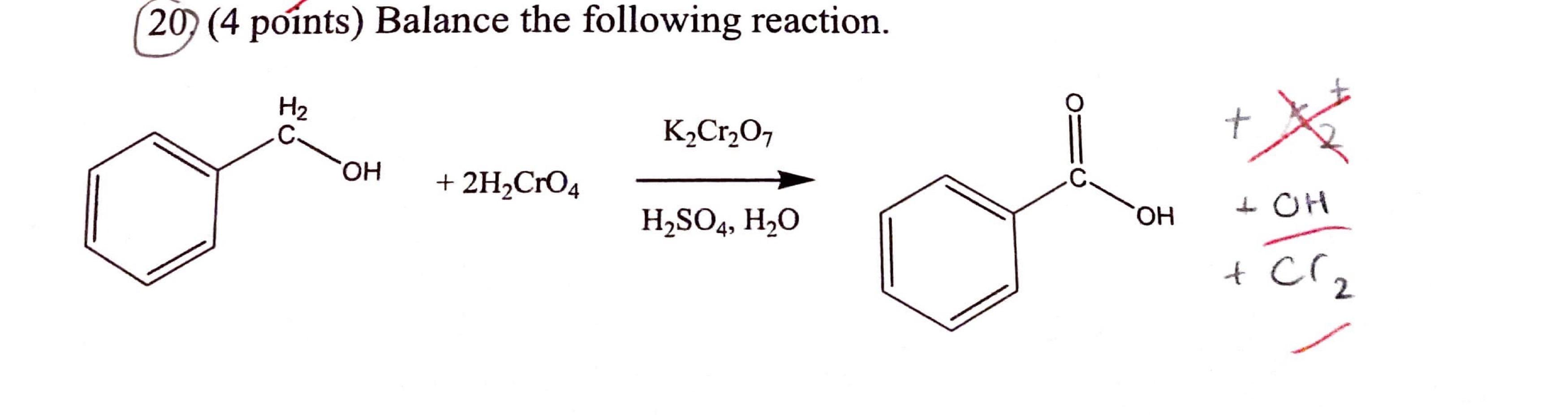 Solved 20 4 Points Balance The Following Reaction