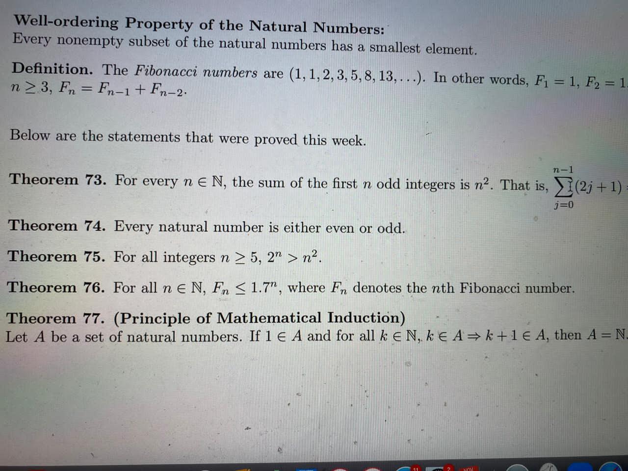 Solved Well-ordering Property of the Natural Numbers: Every | Chegg.com