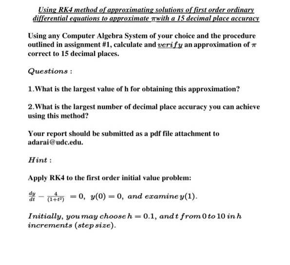 Solved Using Rk4 Method Of Approximating Solutions Of First 0726